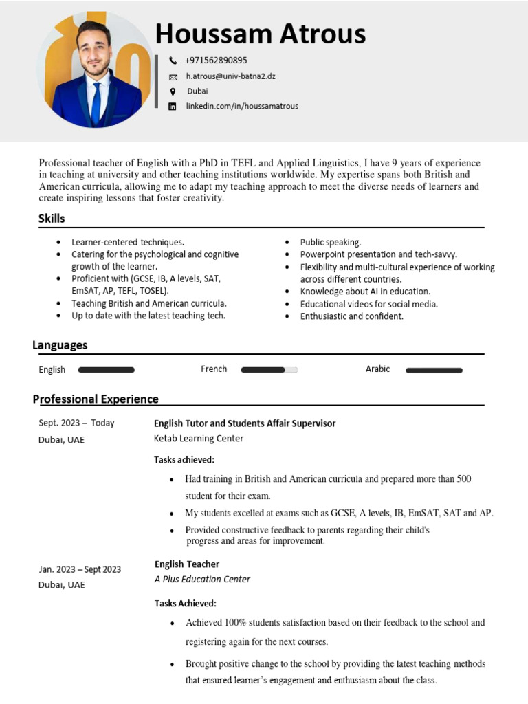 H Atrous CV - 2 | PDF | Teachers | Learning