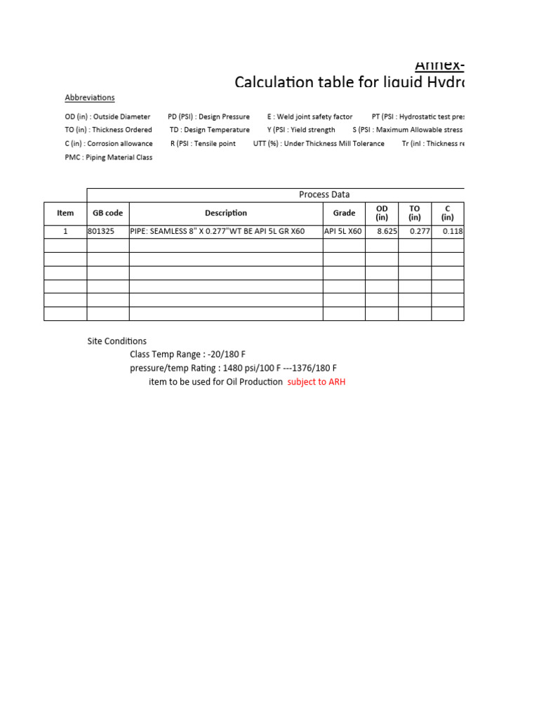 Calculation Note | PDF | Pipe (Fluid Conveyance) | Strength Of Materials