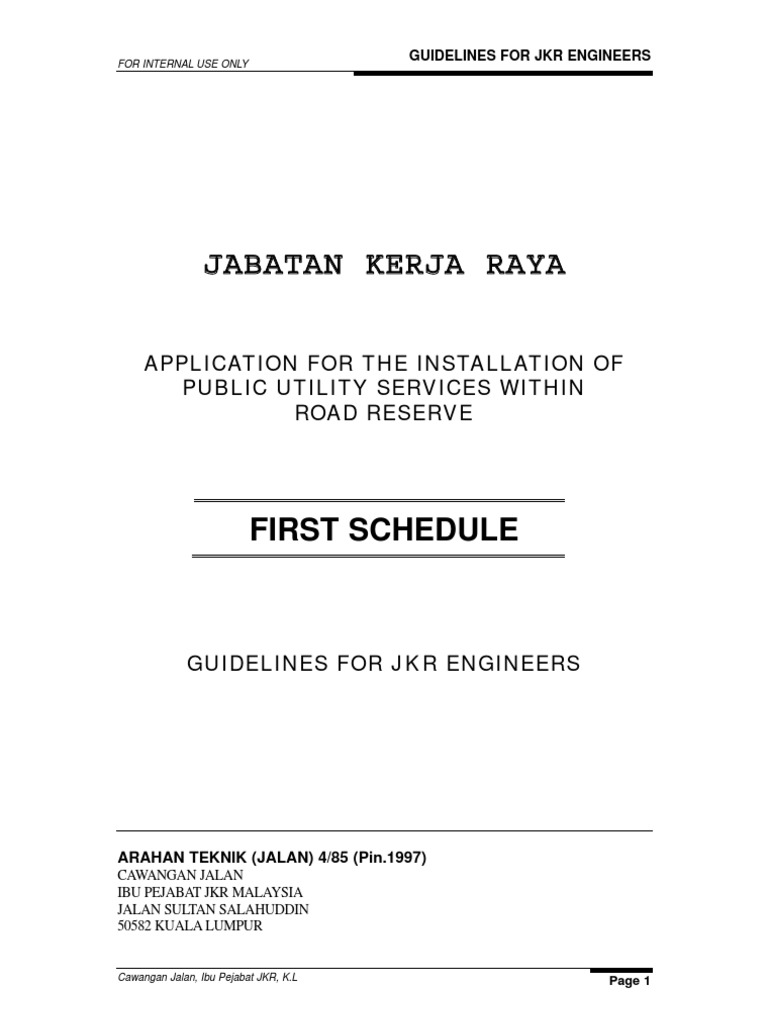 JKR Guidelines for Utility Installations | PDF | Traffic | Road