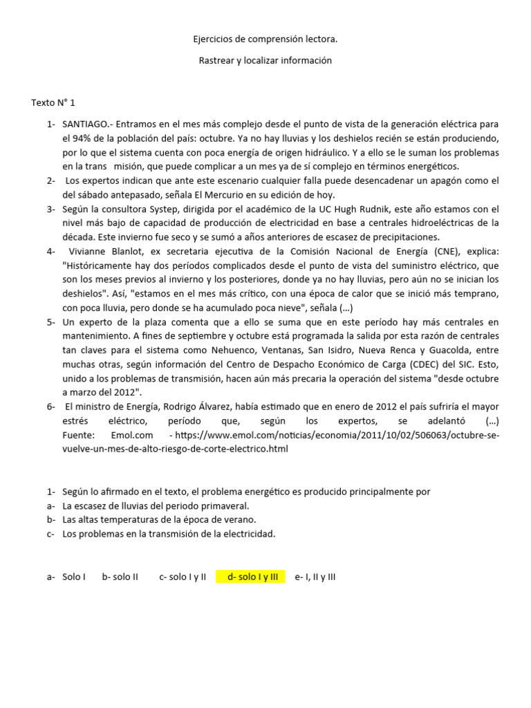 Ejercicios de Comprensión Lectora Rastrear y Localizar Información | PDF | Cuentos