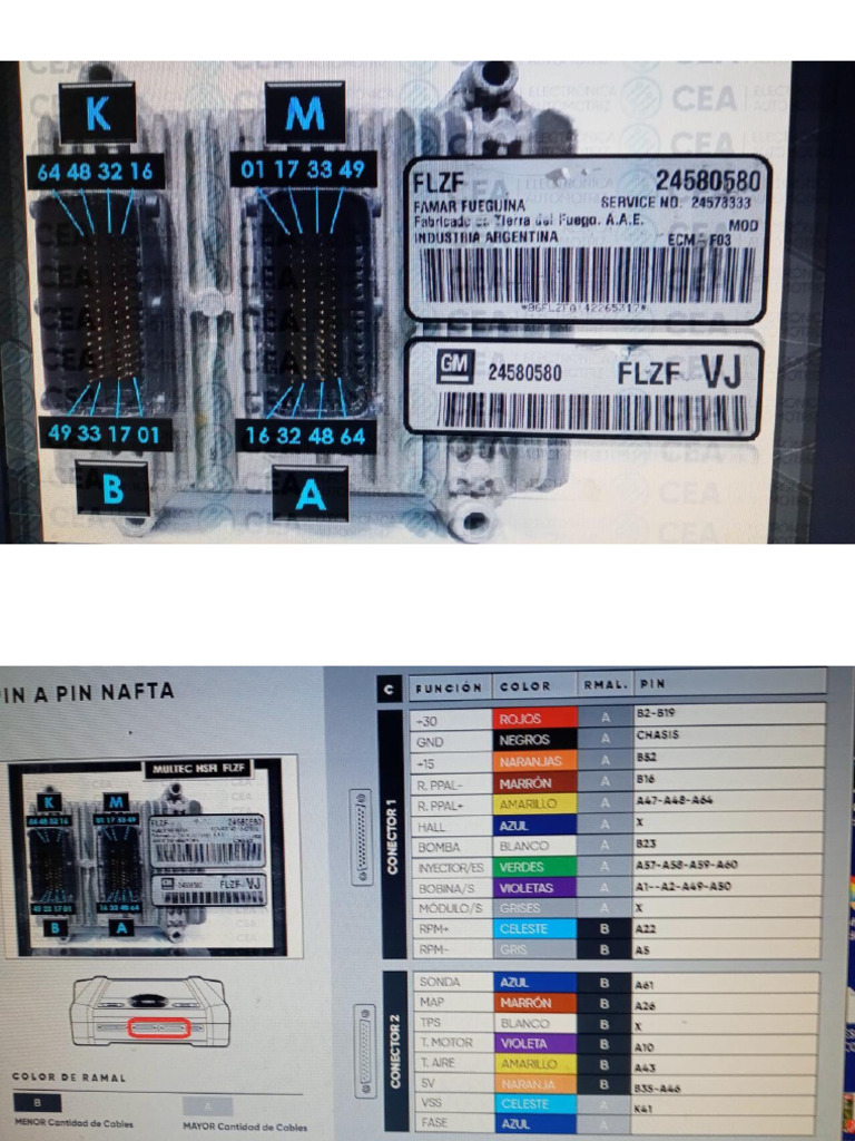 Manual Chevrolet Corsa 1.4 8V Multec Mt27e FLZF 64X64 2010 2014 Ecu Pinout | PDF