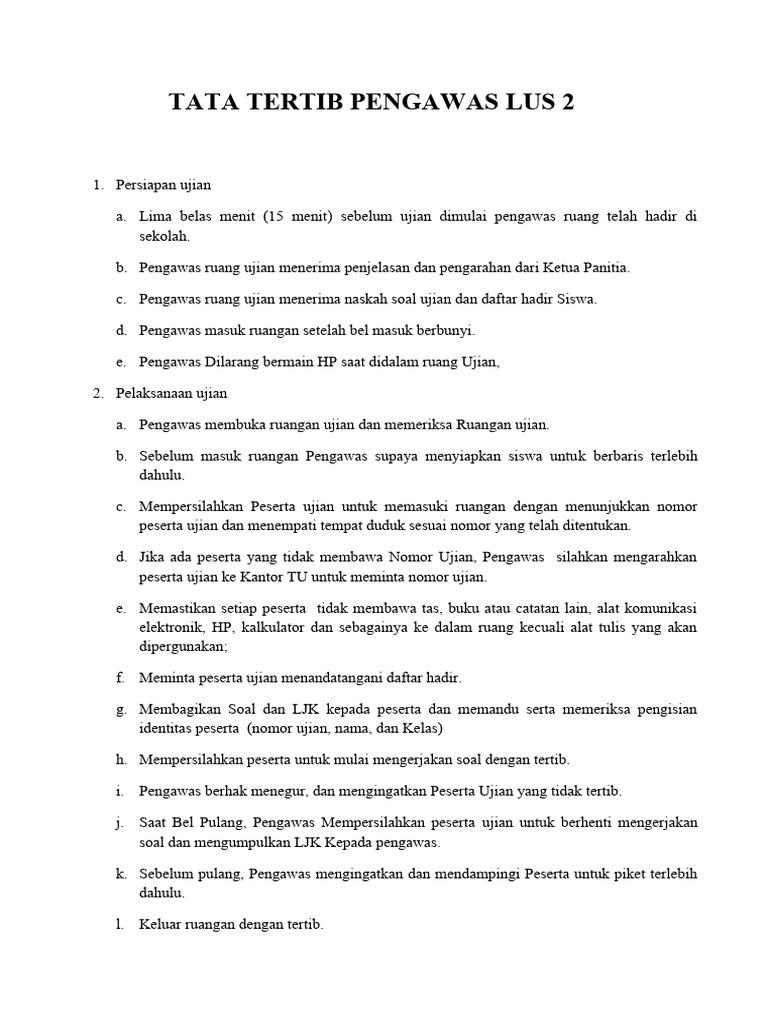Tata Tertib Pengawas Dan Peserta Lus | PDF