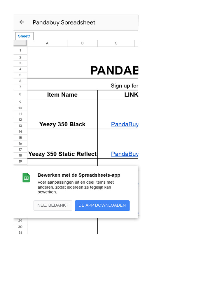 Pandabuy Spreadsheet - Google Drive | PDF