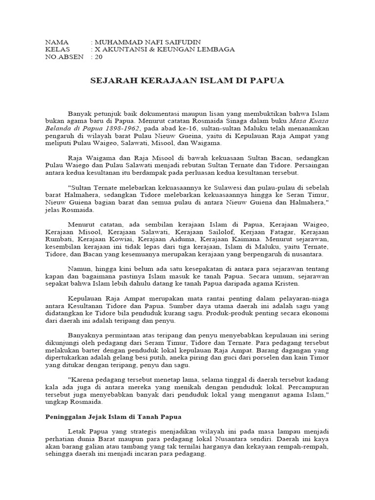 Sejarah Kerajaan Islam di Papua | PDF | Perjalanan