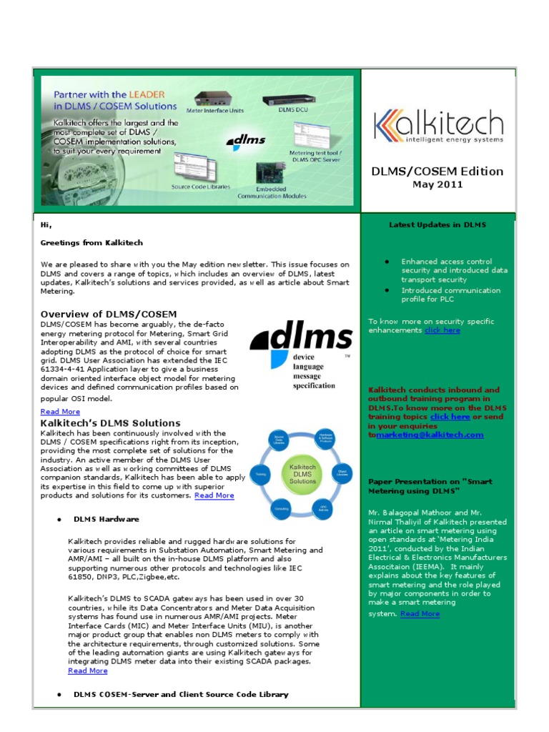 DLMS COSEM Solutions Newsletter | PDF | Smart Grid | Digital Technology