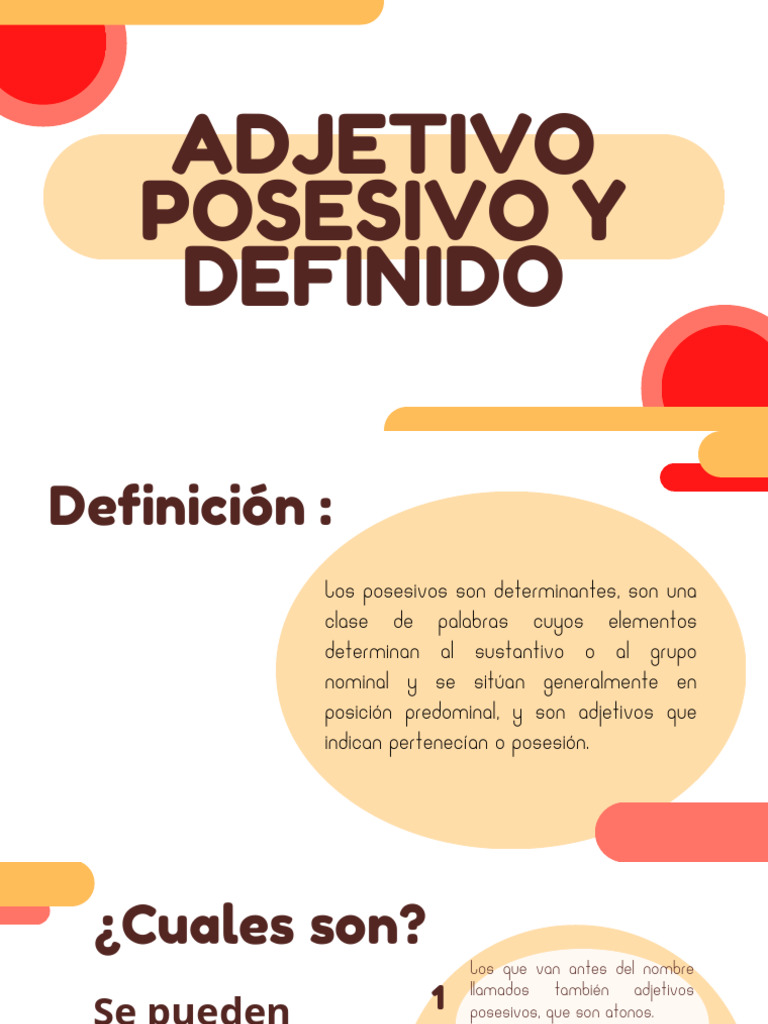 Adjetivo Posesivos Definido | PDF | Adjetivo | Lingüística