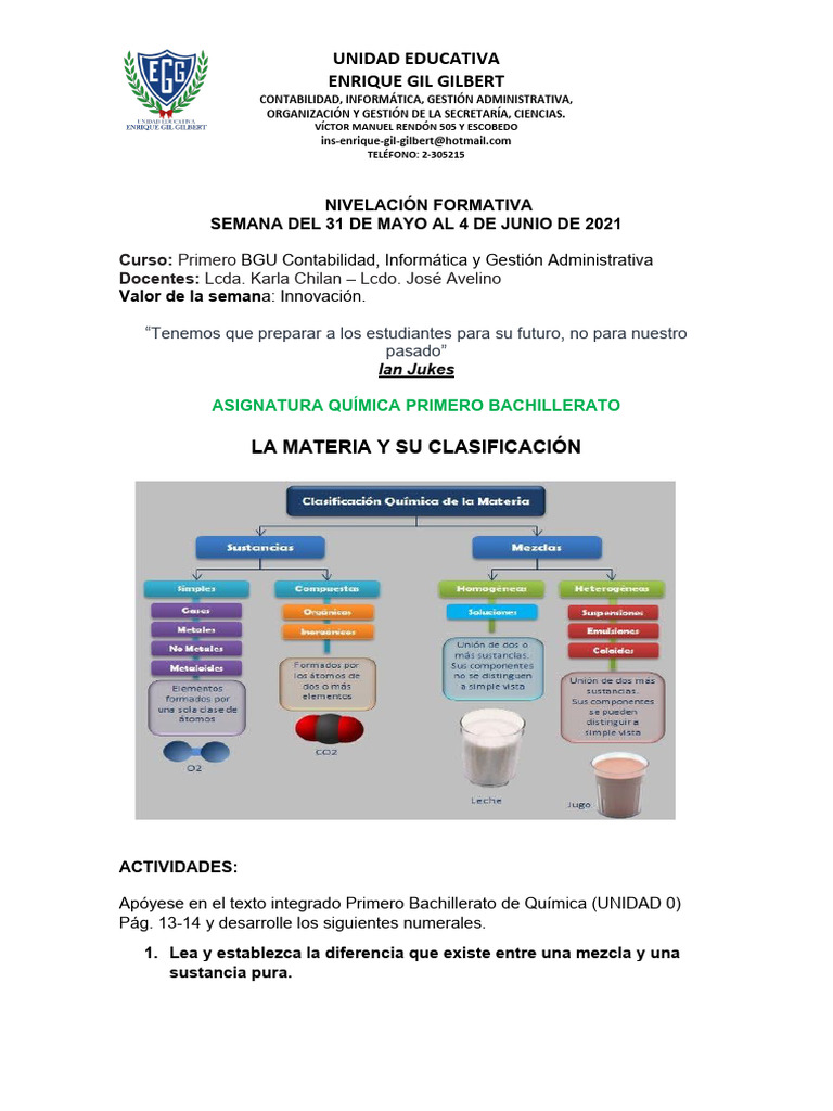 1ero BGU Química-1 | PDF