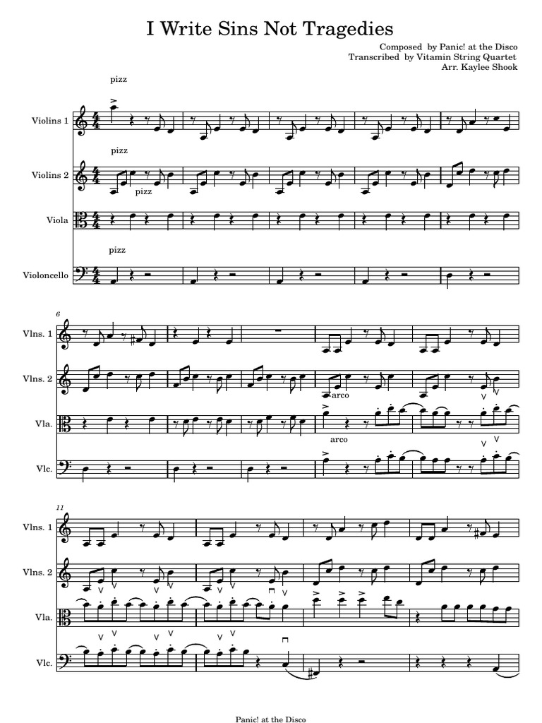 I Write Sins Not Tragedies - Panic! at The Disco | PDF | Musical ...