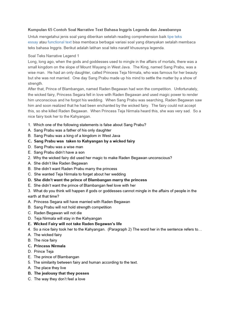 Narrative Text Questions and Answers | PDF | Religion & Spirituality