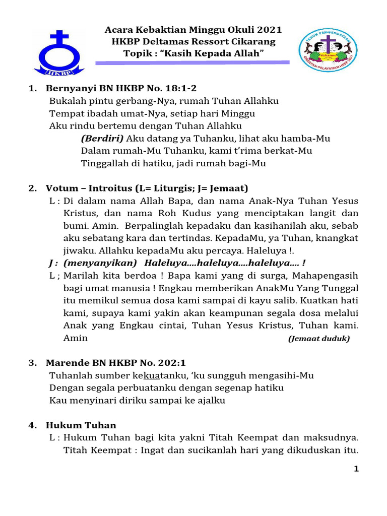 Kebaktian Minggu Okuli: Kasih kepada Allah | PDF