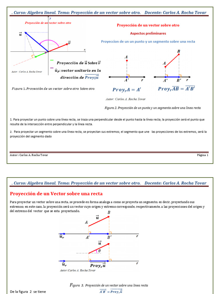 Proyección de Un Vector Sobre Otro. V.5 | PDF | Vector Euclidiano ...