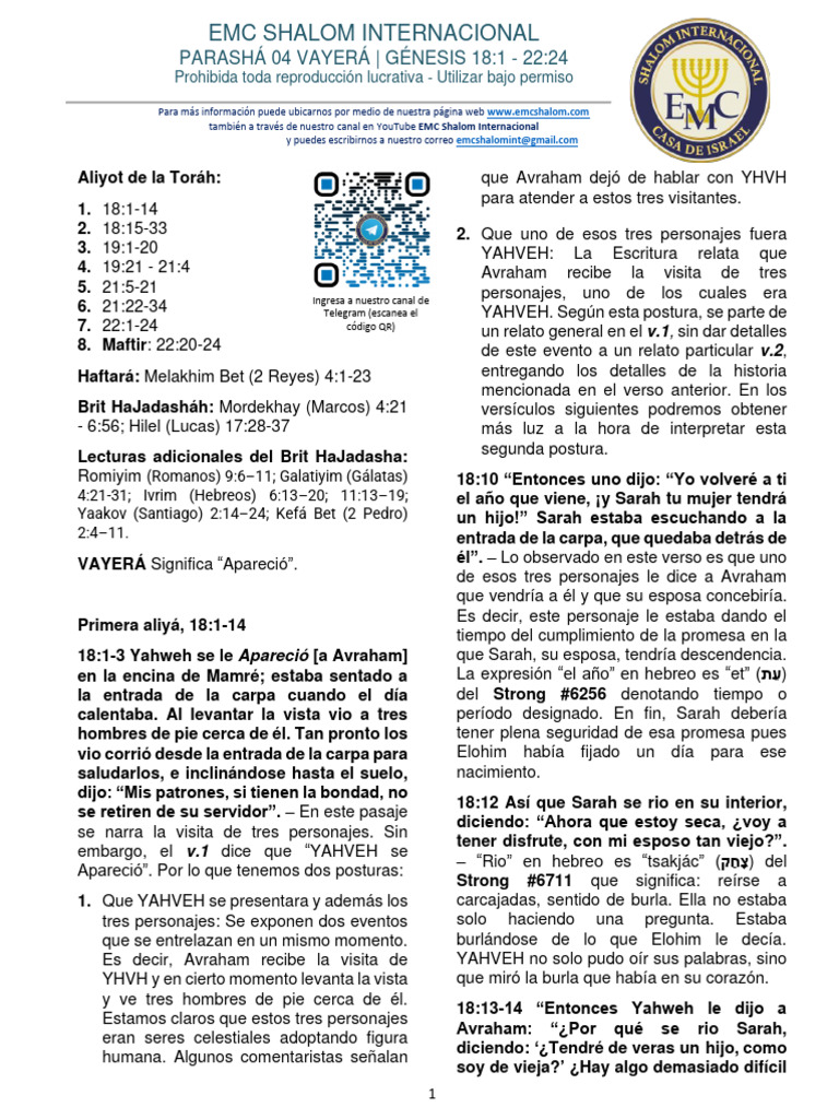 Parashat 4 Vayera2 | PDF | Tetragrammaton | Libro del Génesis