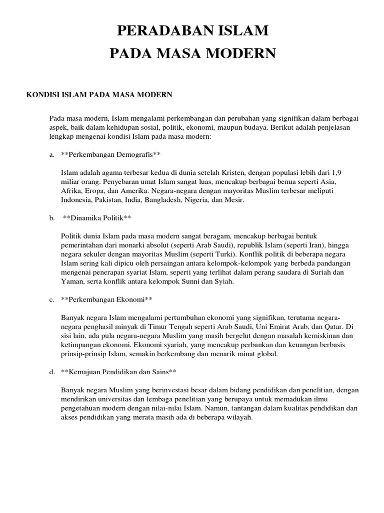 Peradaban Islam Pada Masa Modern | PDF