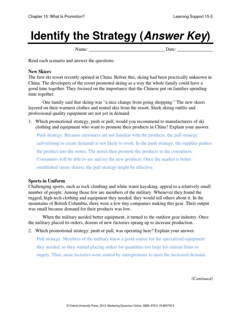 Identify The Strategy - Answer Key | PDF | Economies | Marketing
