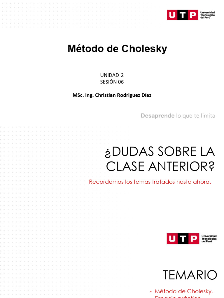 S06 Método Cholesky | PDF | Análisis numérico | Matemáticas