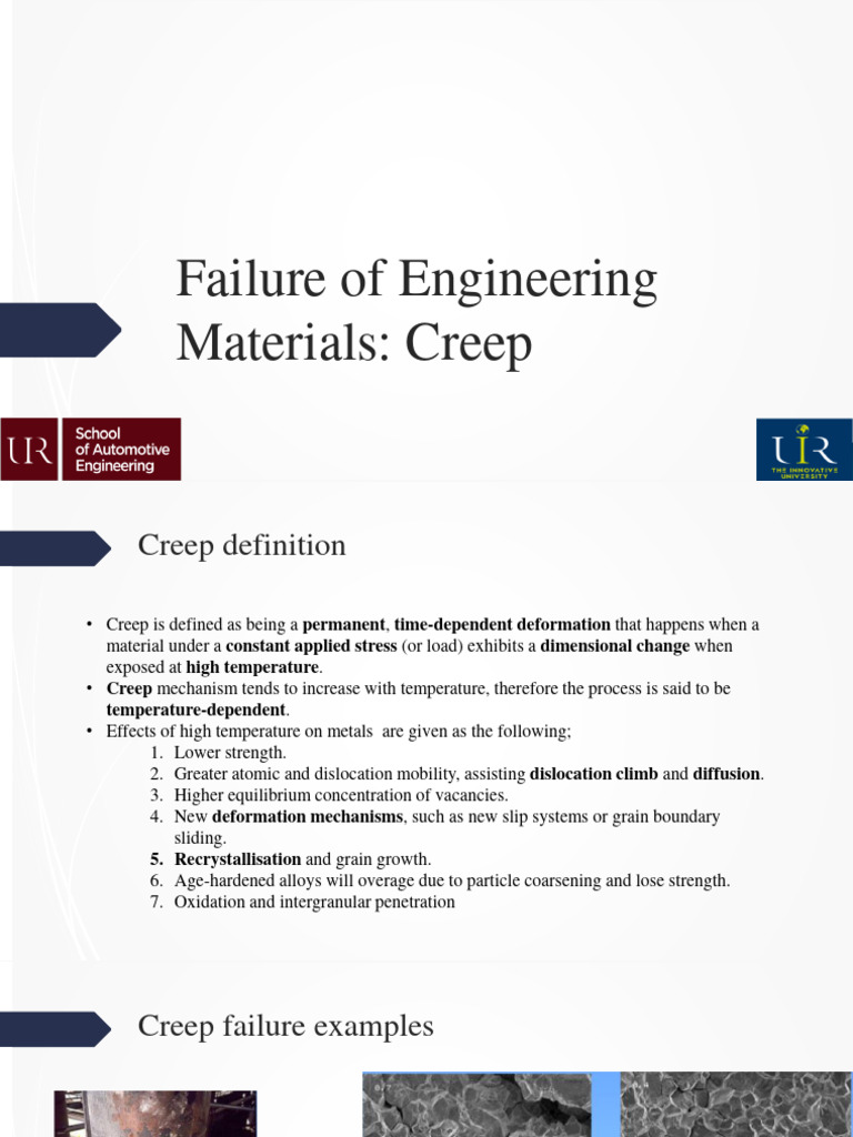 Failure of Engineering Materials-Creep-TS | PDF | Creep (Deformation ...