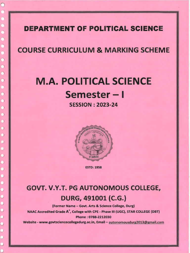 4337 - 1152 - M.A. Political Science I Sem. 2023-24 | PDF