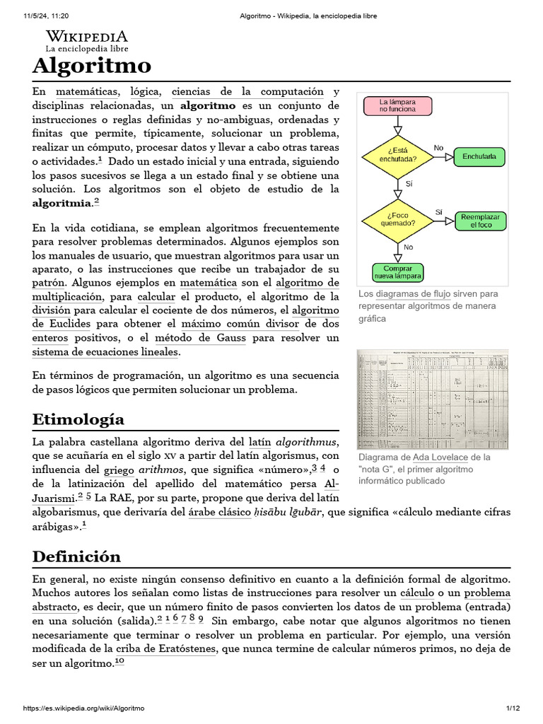 Algoritmo - Wikipedia, La Enciclopedia Libre | PDF | Algoritmos ...