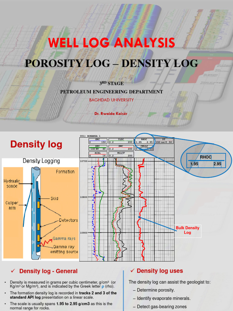 7 Lect - Well Log Analysis - Density - MOD | PDF | Porosity | Density