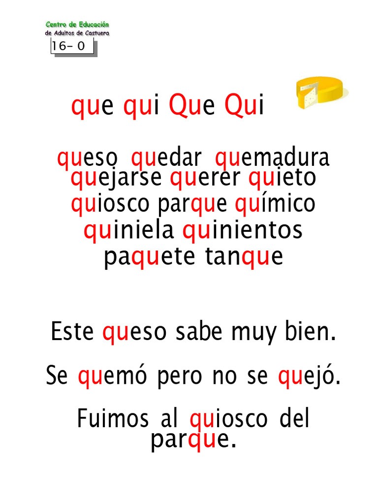 Metodo de Lectoescritura Letra Que Qui | PDF | Cocina, comidas y vino