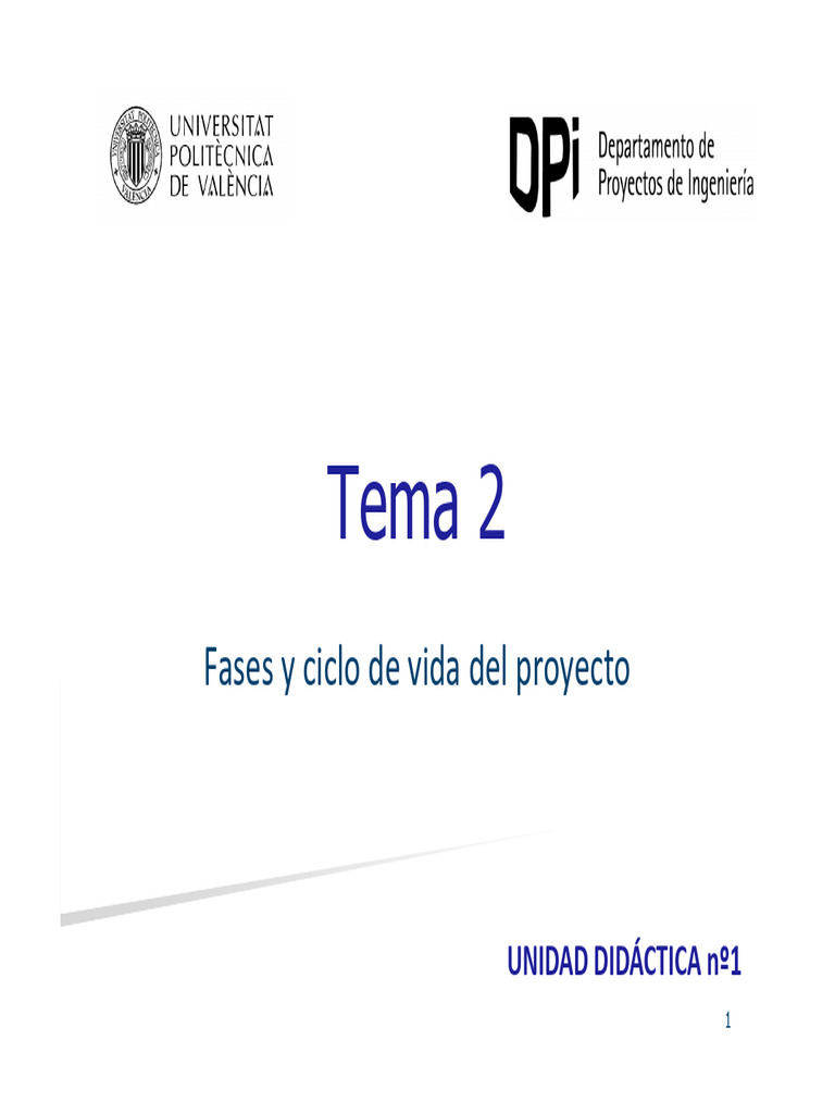 Tema 2 - Fases y Ciclo de Vida Del Proyecto - Subrayado | PDF | Diseño