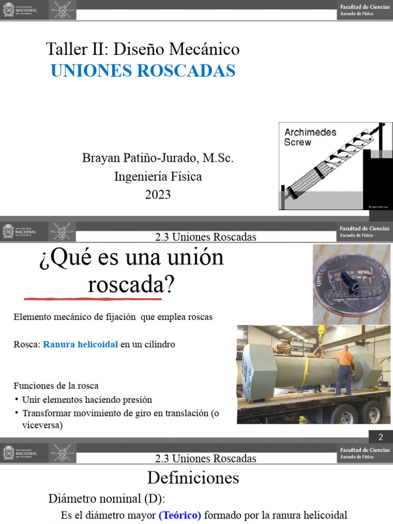 2.3 Uniones Roscadas | PDF | Tornillo | Procesos industriales