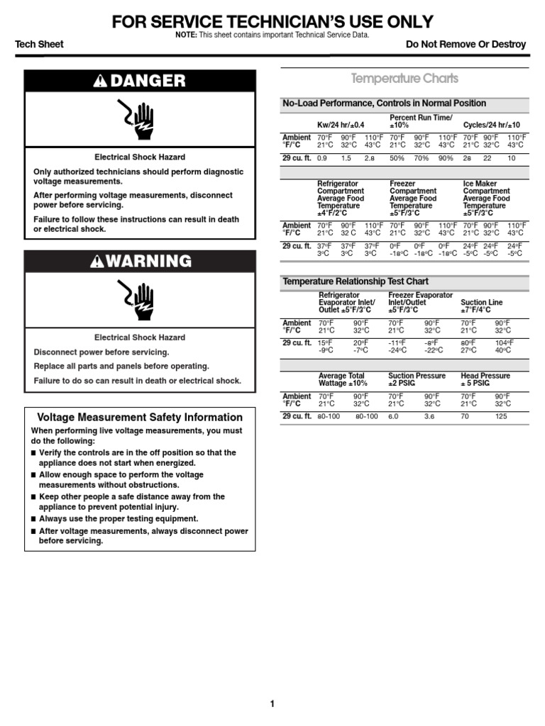 KRFF707ESS01 tech-sheet-W10832298-RevA | PDF | Refrigerator | Air ...
