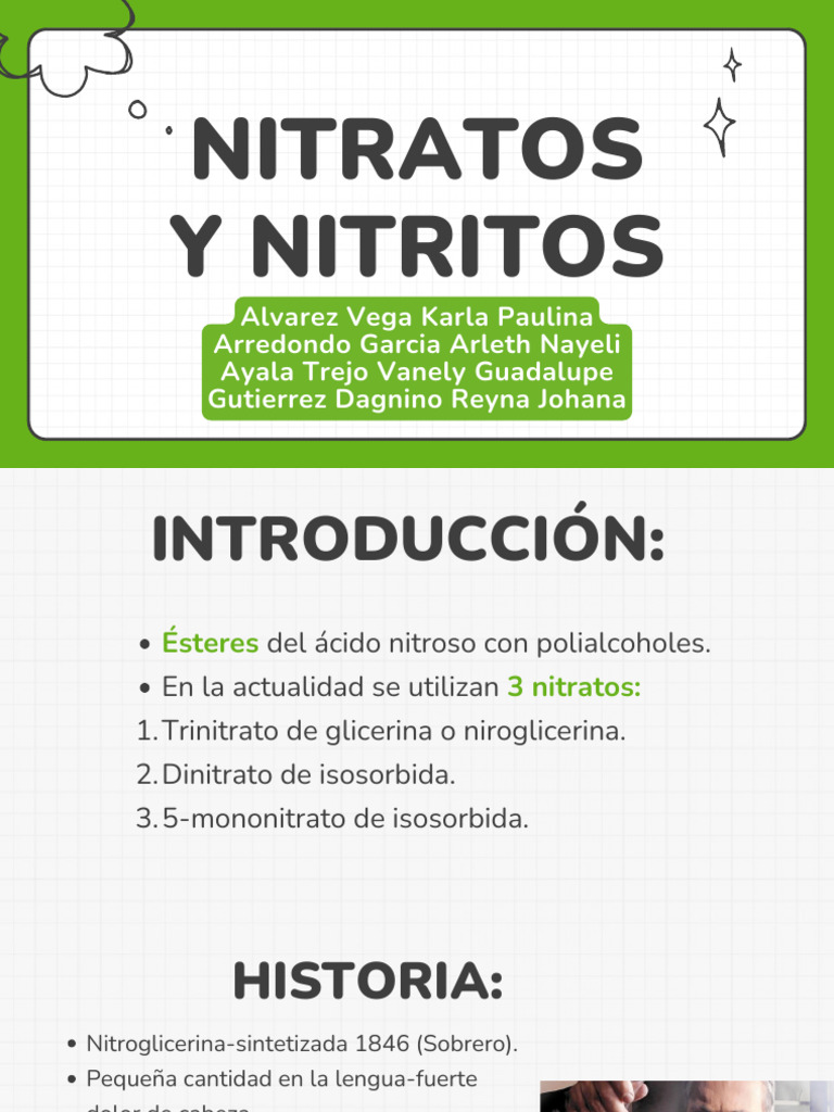 Nitratos y Nitritos en Medicina | PDF | Nitrato | Medicina CLINICA