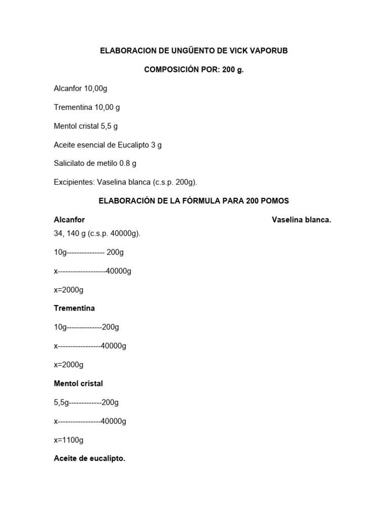 Estructura Química De Vick Vaporub Pdf Resfriado Comun