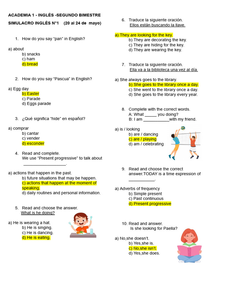 Simulacro Inglés - Acad 1 - Ii Bimestre | PDF | Adverb | Adjective
