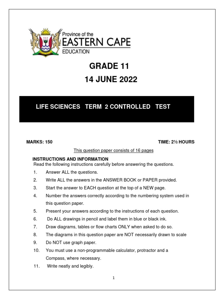 Final Grade 11 Cont Test 2 2022 | PDF | Zika Fever | Cellular Respiration
