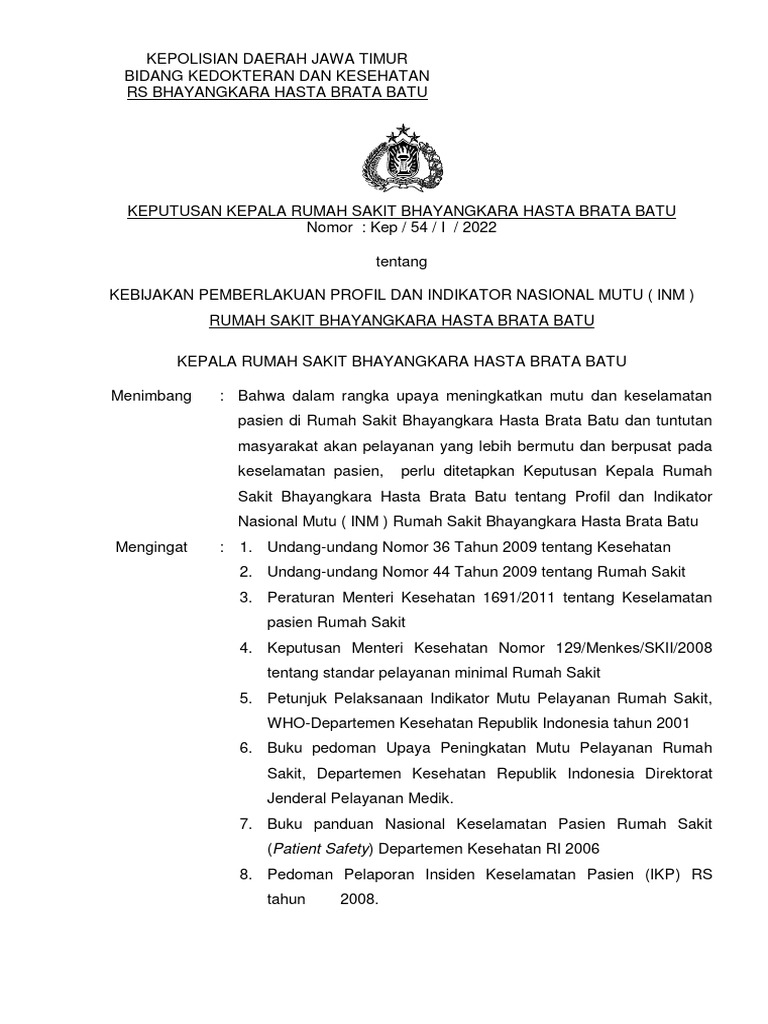 SKEP Indikator Nasional Mutu (INM) | PDF