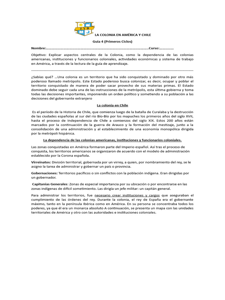 La Colonia en América y Chile | PDF | Colonialismo | Nueva españa
