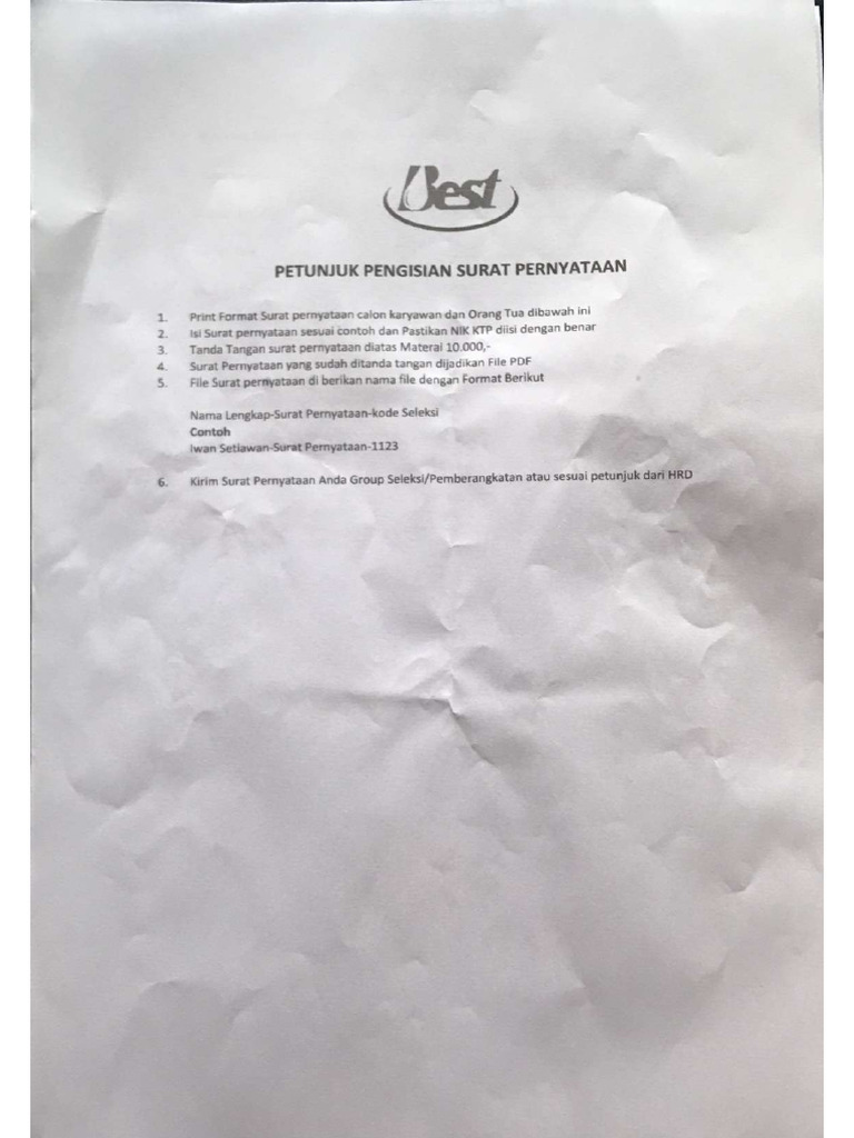 Sesa Ajulita - Surat Pernyataan - 1123 | PDF