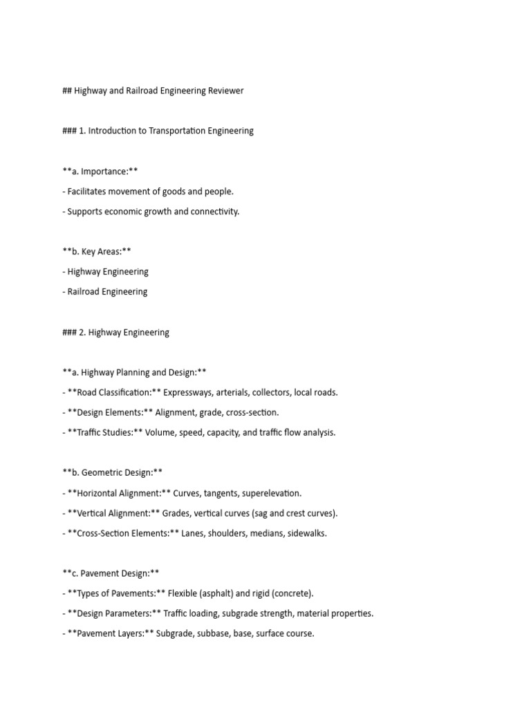 Reviewer 6 - Highway and Railroad Engineering | PDF | Transport ...