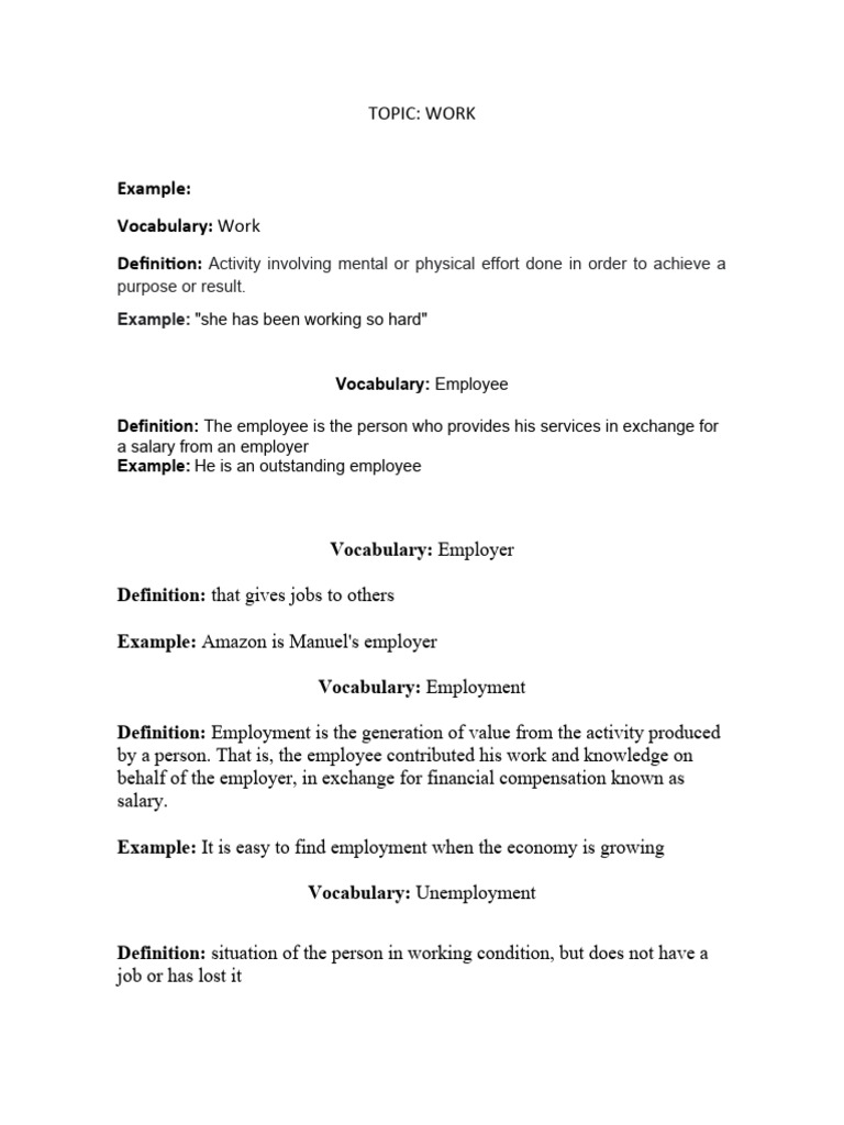 WORK - Practise - Writing - Vocabulary - by - Topic Tarea de Damian ...