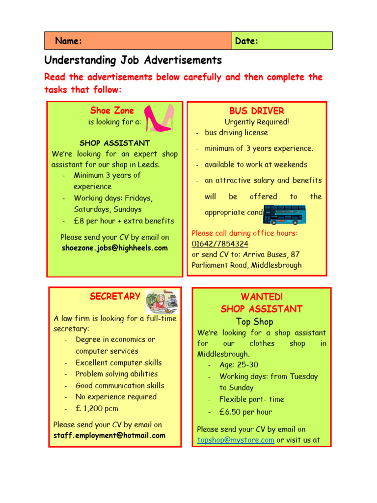 Job Advertisements Analysis Guide | PDF | Workweek And Weekend