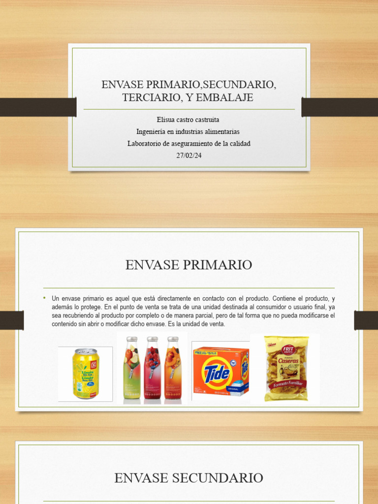 Envase Primario, Secundario, Terciario, y Embalaje | PDF | Transporte