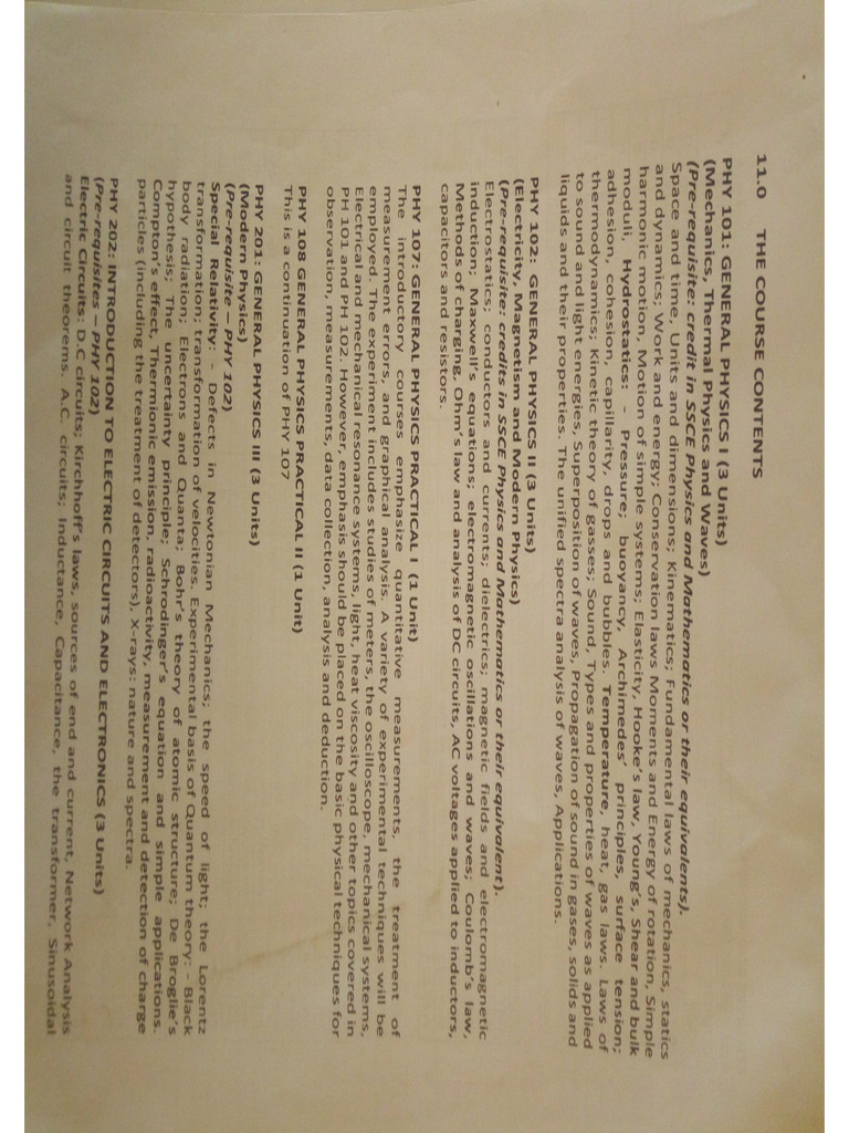 PHY 101 COURSE OUTLINES | PDF