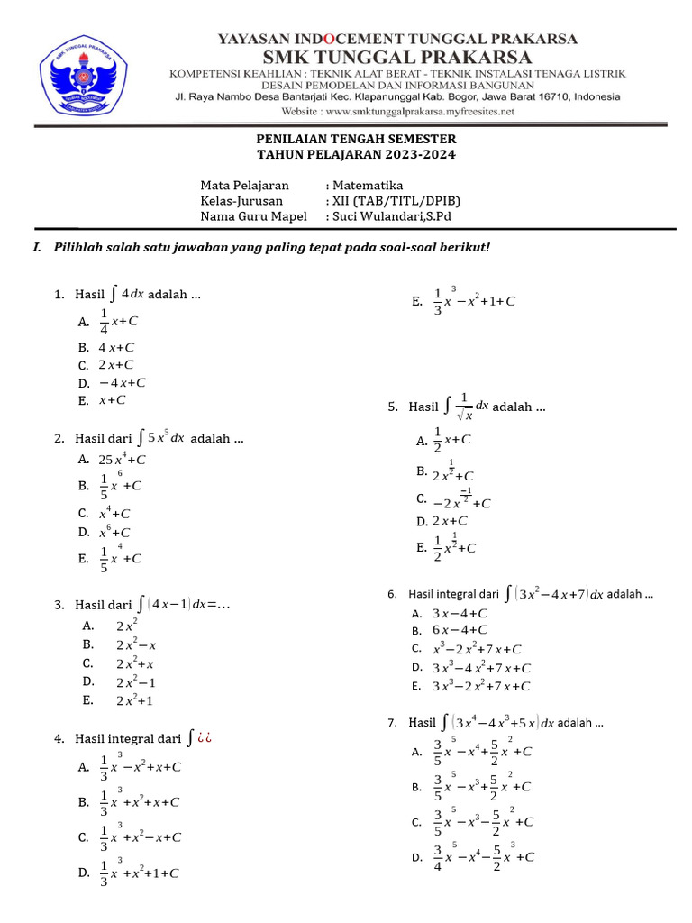 Naskah Soal Pts Genap Kelas Xii (2023-2024) | PDF