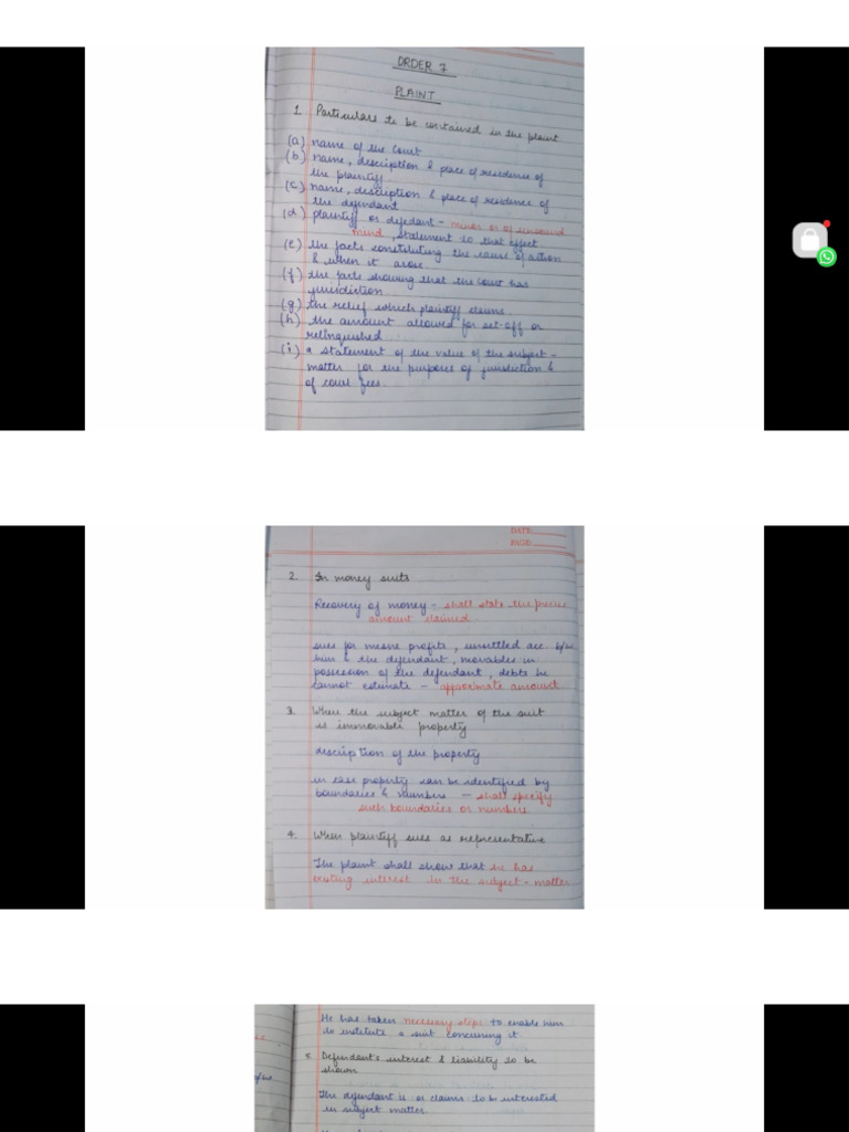 Plaint Notes CPC | PDF