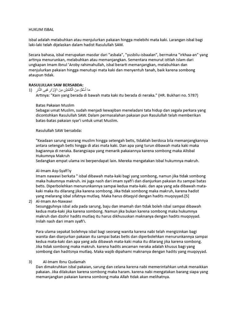 Hukum Isbal | PDF