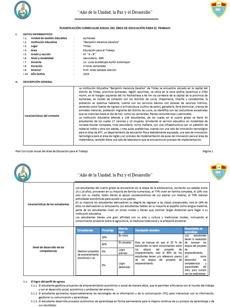 Planificacion de 4to | PDF | Aprendizaje | Evaluación