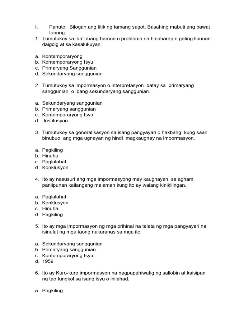 Exam Grade 10 | PDF