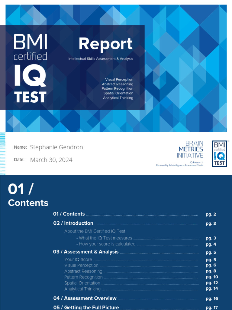 IQ Report | Download Free PDF | Intelligence Quotient | Intelligence