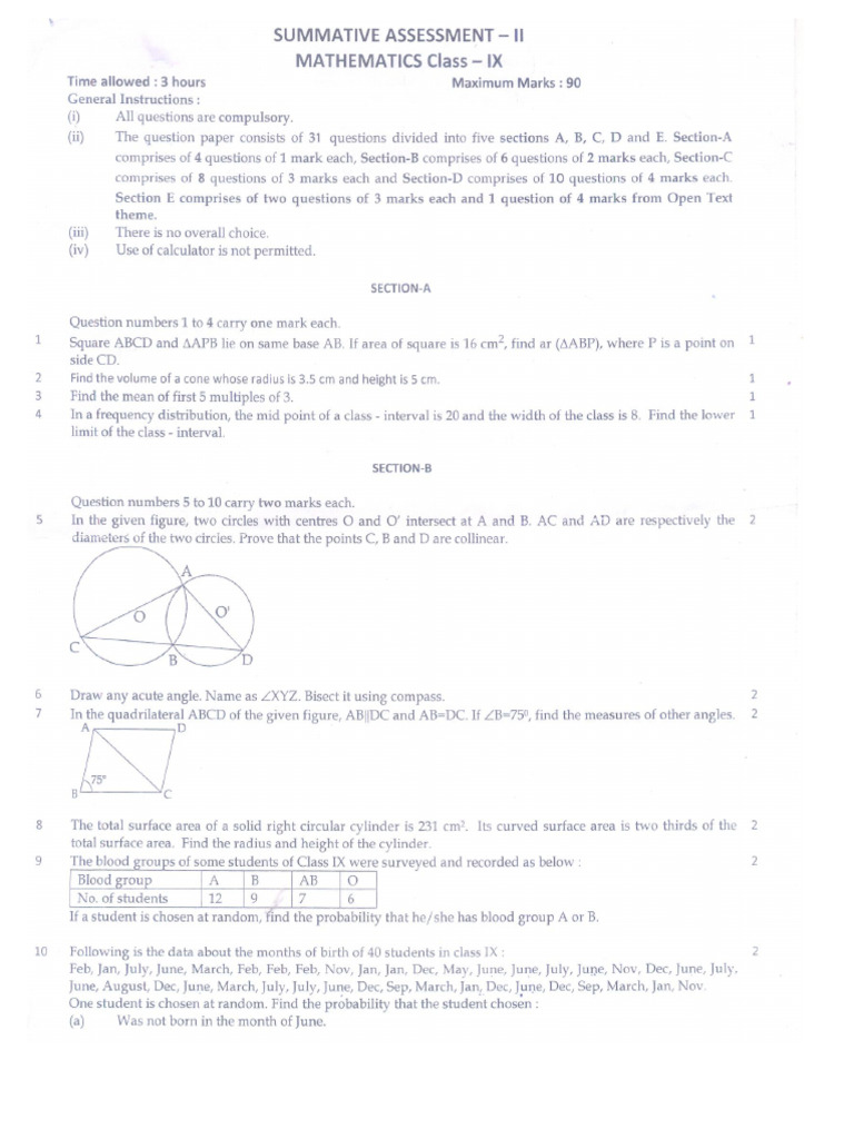 Ix Maths Set3 | PDF