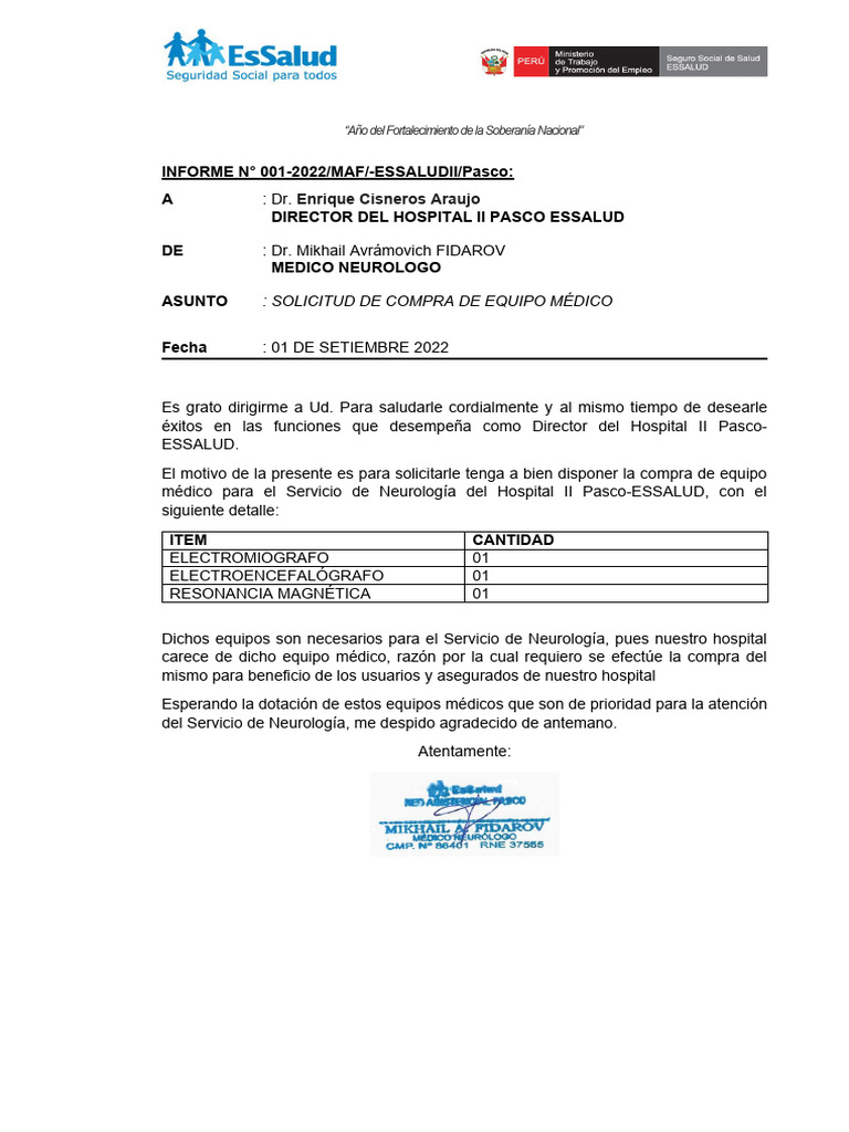 Solicitud de Compra de Equipo Médico | PDF | Tecnología