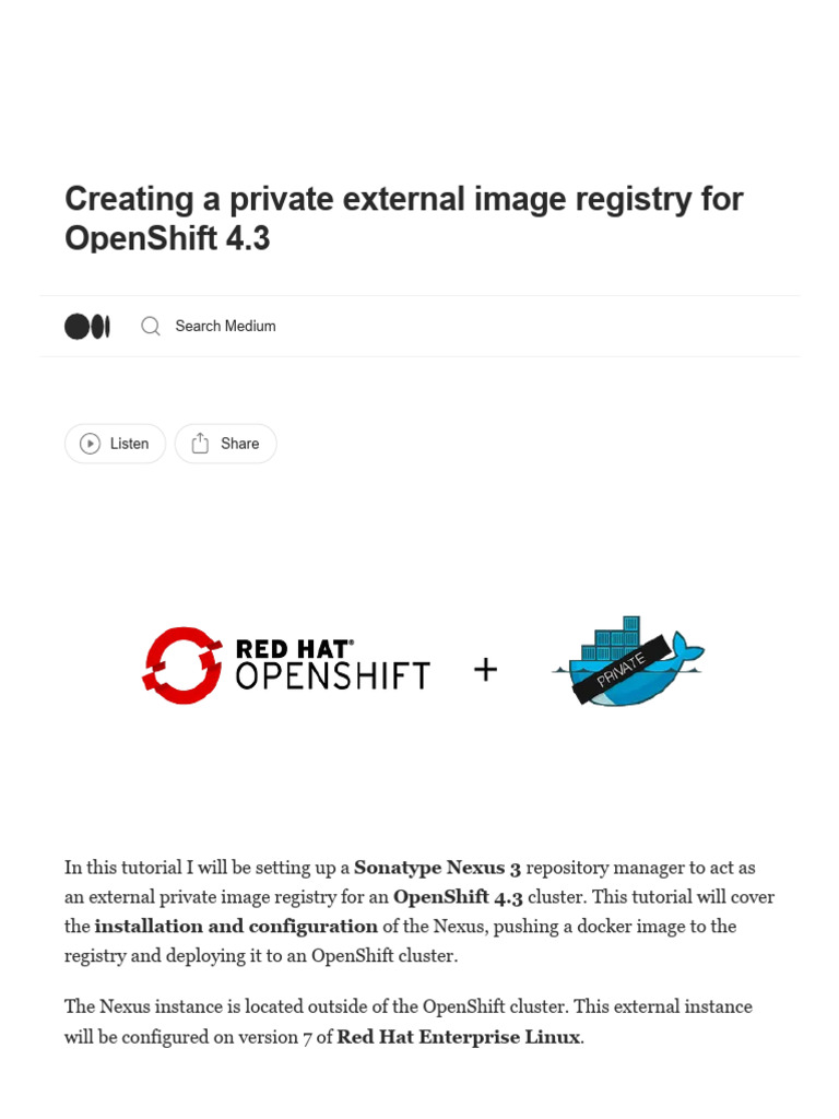 Creating A Private External Image Registry For OpenShift 4.3 | PDF | Proxy Server | Computer ...