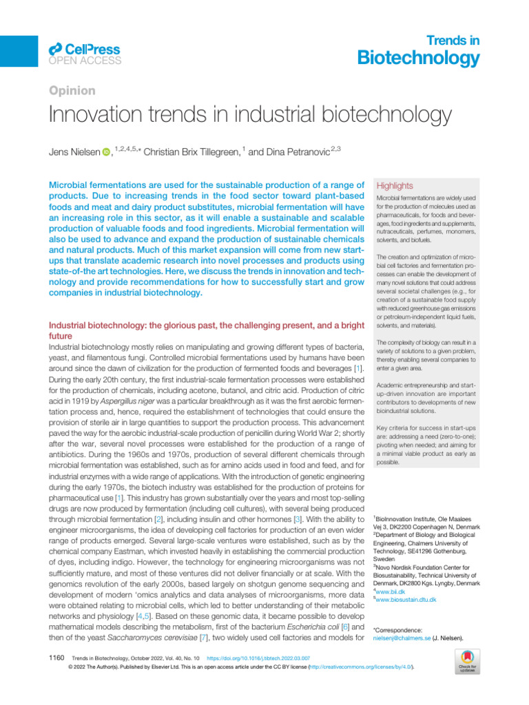 Innovation trends in industrial biotechnology | PDF | Biotechnology ...