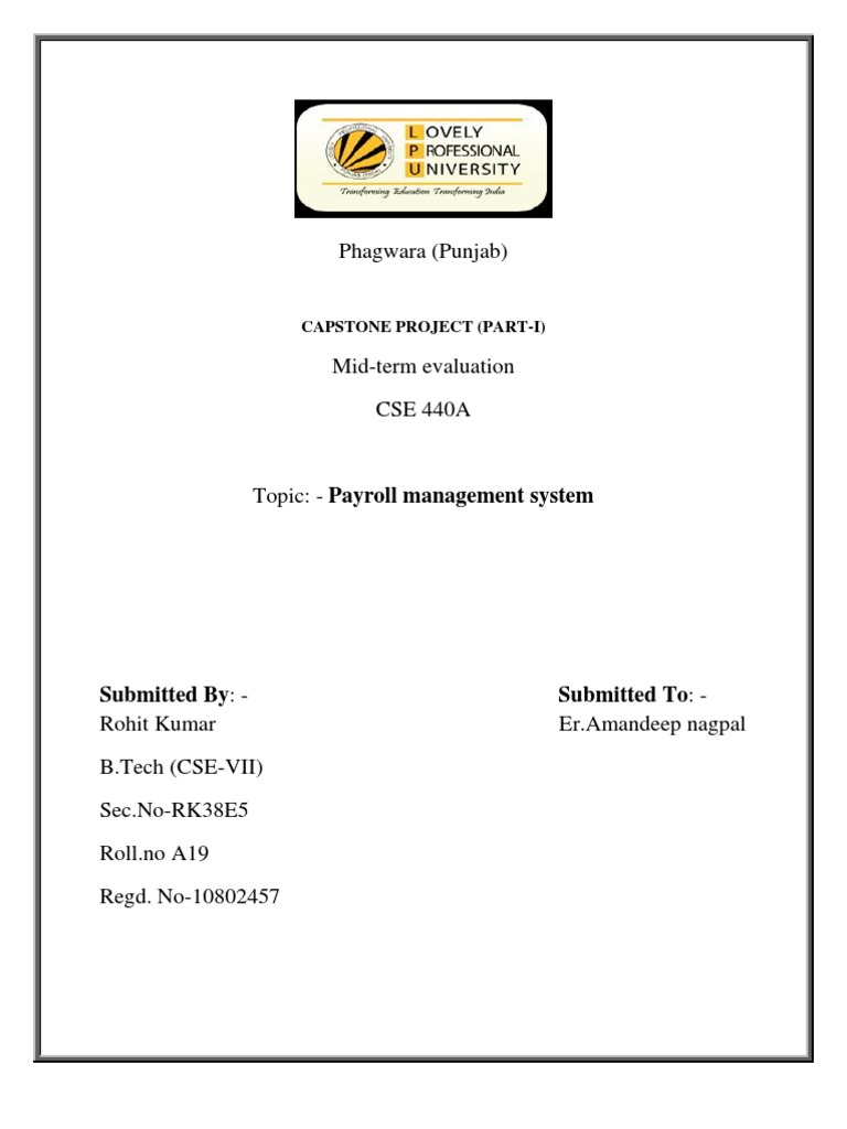 Payroll Management System Project | PDF | Payroll | Salary